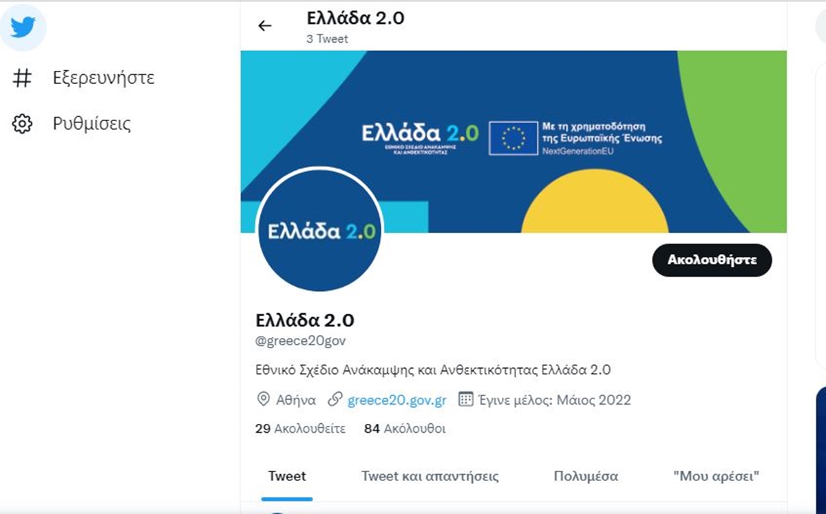 «Ελλάδα 2.0»: Το Εθνικό Σχέδιο Ανάκαμψης και Ανθεκτικότητας στο Τwitter